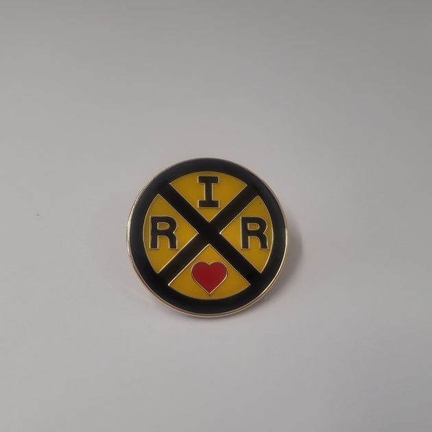 I Heart Railroad Crossing Pin – Golden Spike Tower
