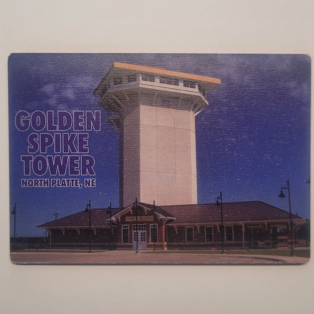 Golden Spike Tower Wood Magnet